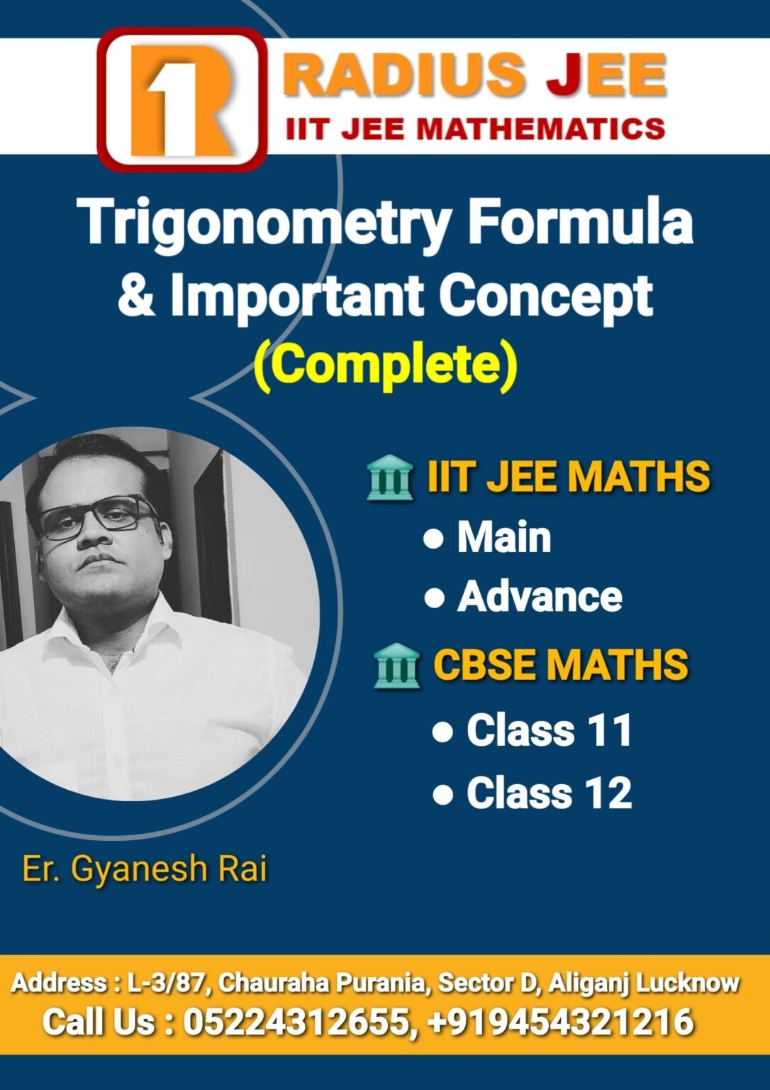 Trigonometry Formula and Concept Download pdf - RADIUS JEE