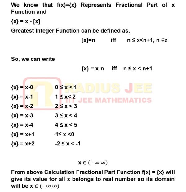 Fractional Part Function in Mathematics - RADIUS JEE
