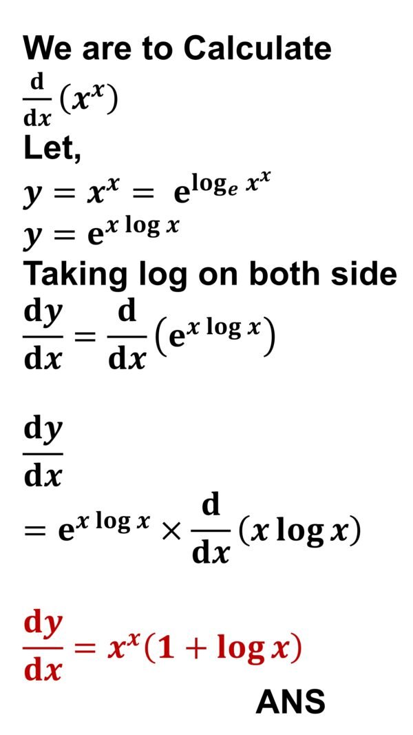 Derivative of x^x ( x to the power x) - RADIUS JEE
